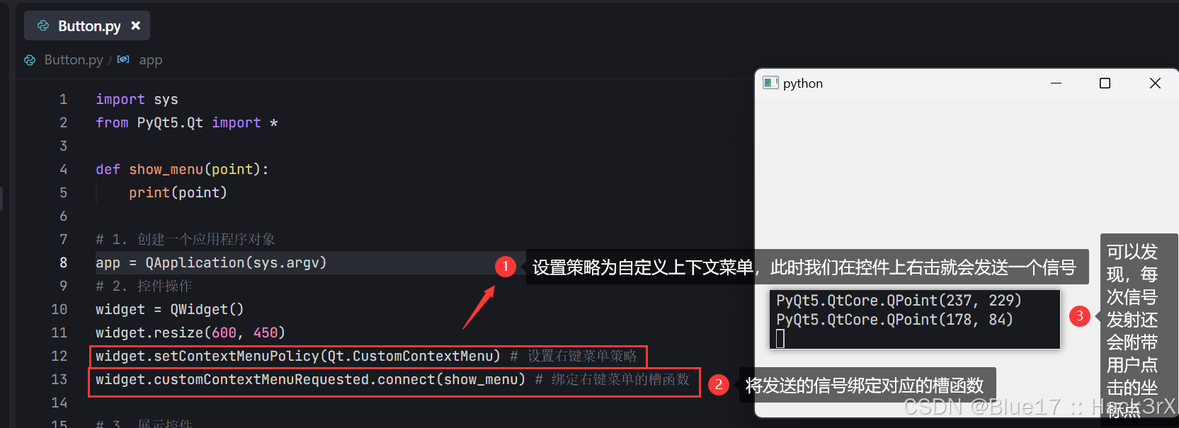 Python GUI 编程 | QPushButton 按钮控件详解 — 内置信号 & 右键菜单设置_python qpushbutton-CSDN博客