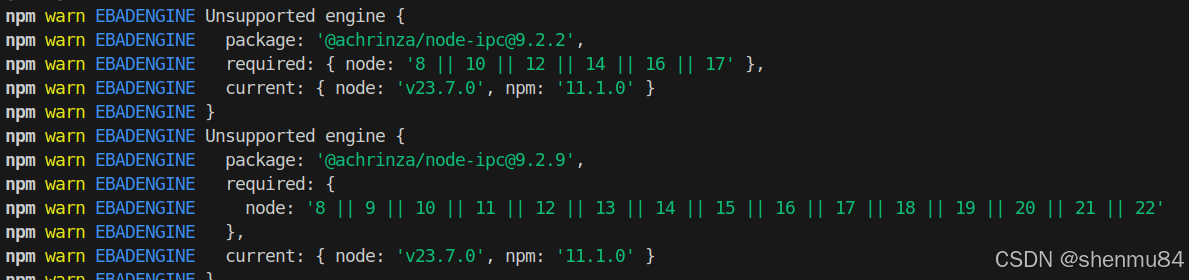 BUG: npm warn EBADENGINE-CSDN博客