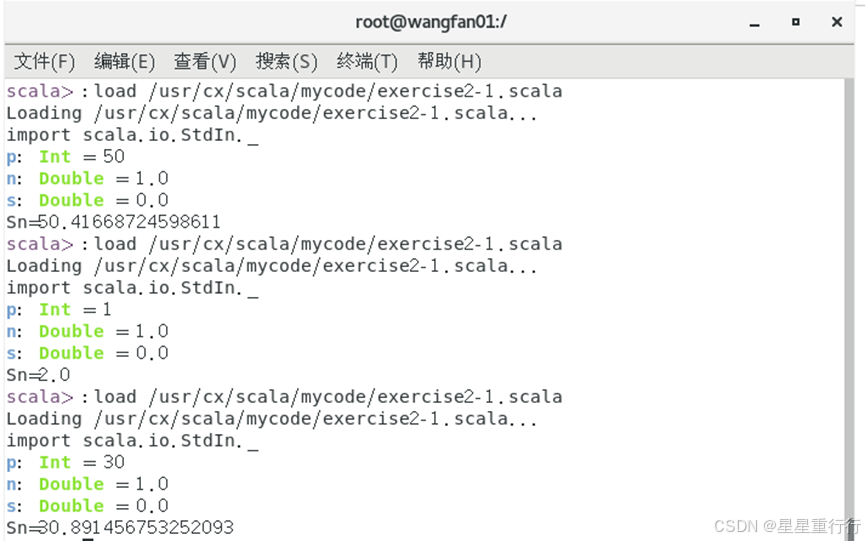 《spark编程基础》实验 Scala程序设计spark请用脚本的方式编程计算并输出下列级数的前 N 项之和 Sn直到 Sn 刚好大于