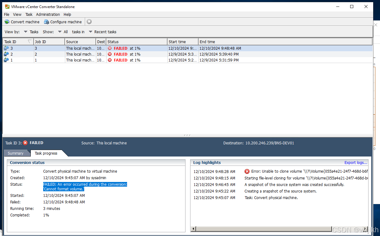 P2V FAILED: An error occurred during the conversion:‘Cannot format volume.‘ 解决方案_failed: an ...