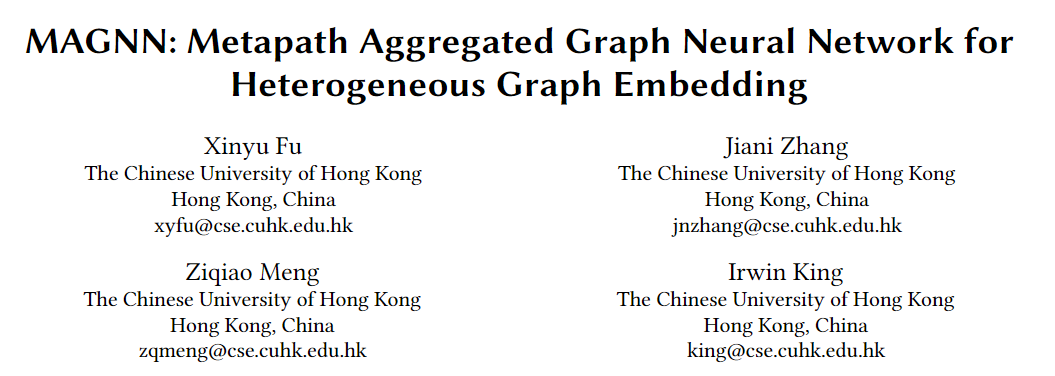 MAGNN: Metapath Aggregated Graph Neural Network for Heterogeneous Graph Embedding (WWW 2020) 译文 ...
