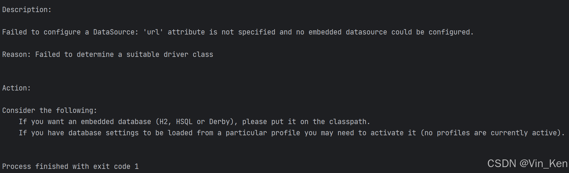 问题：Failed to configure a DataSource: ‘url‘ attribute is not specified_escription: failed to ...
