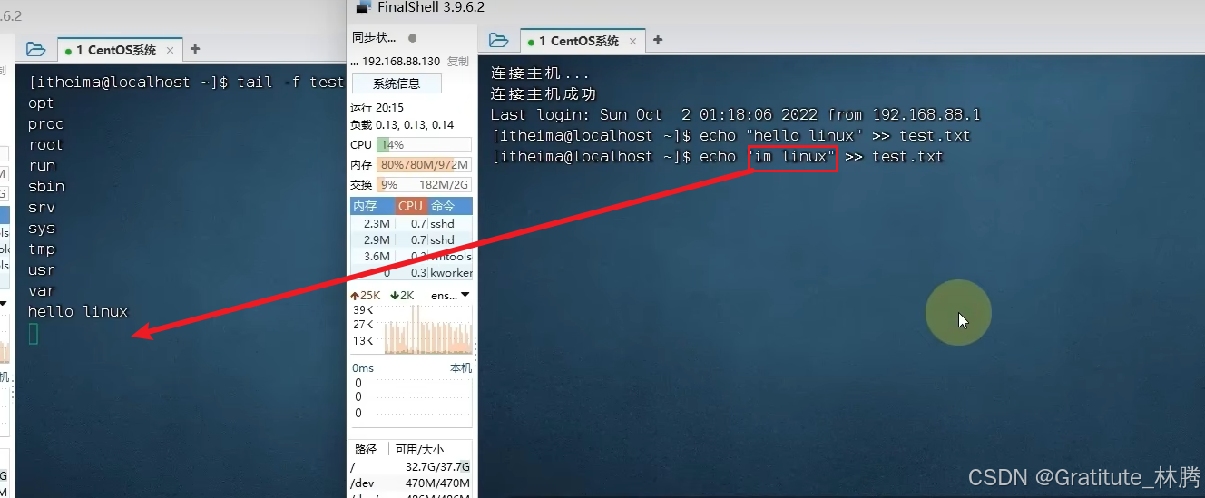 Linux-Linux命令_echo、tail和重定向符-CSDN博客