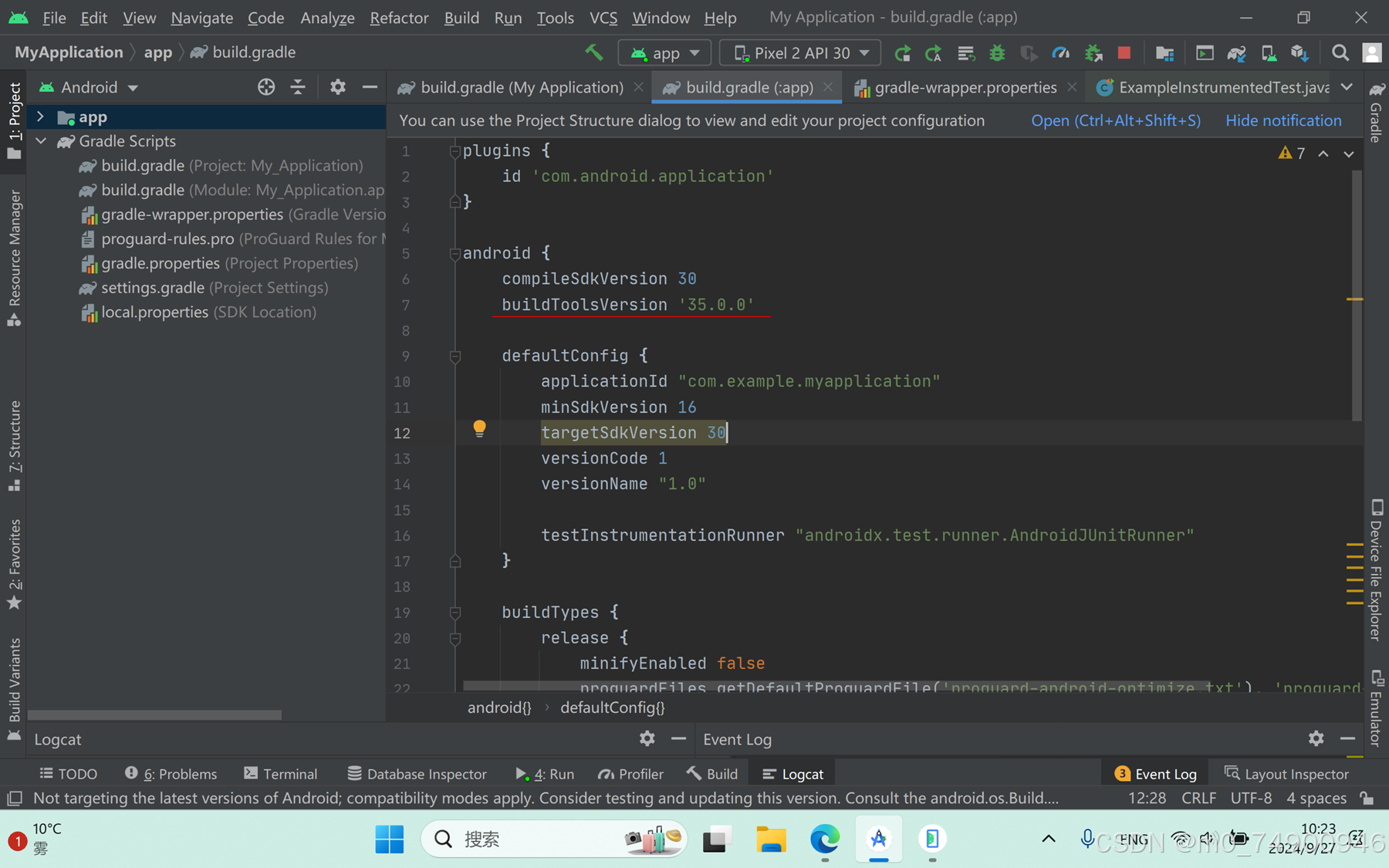 Android Studio报错：Manifest merger failed : Apps targeting Android 12.....及java.lang ...