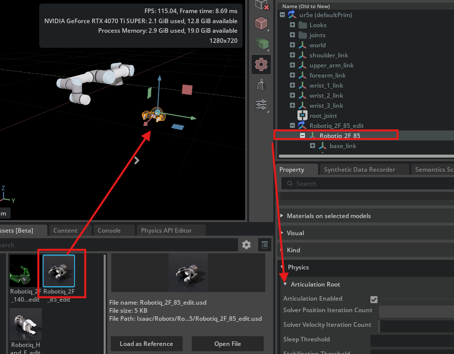 Isaac Sim USD组装UR5e机械臂和robotiq2f夹爪_isaac-sim连接机械臂和夹爪-CSDN博客