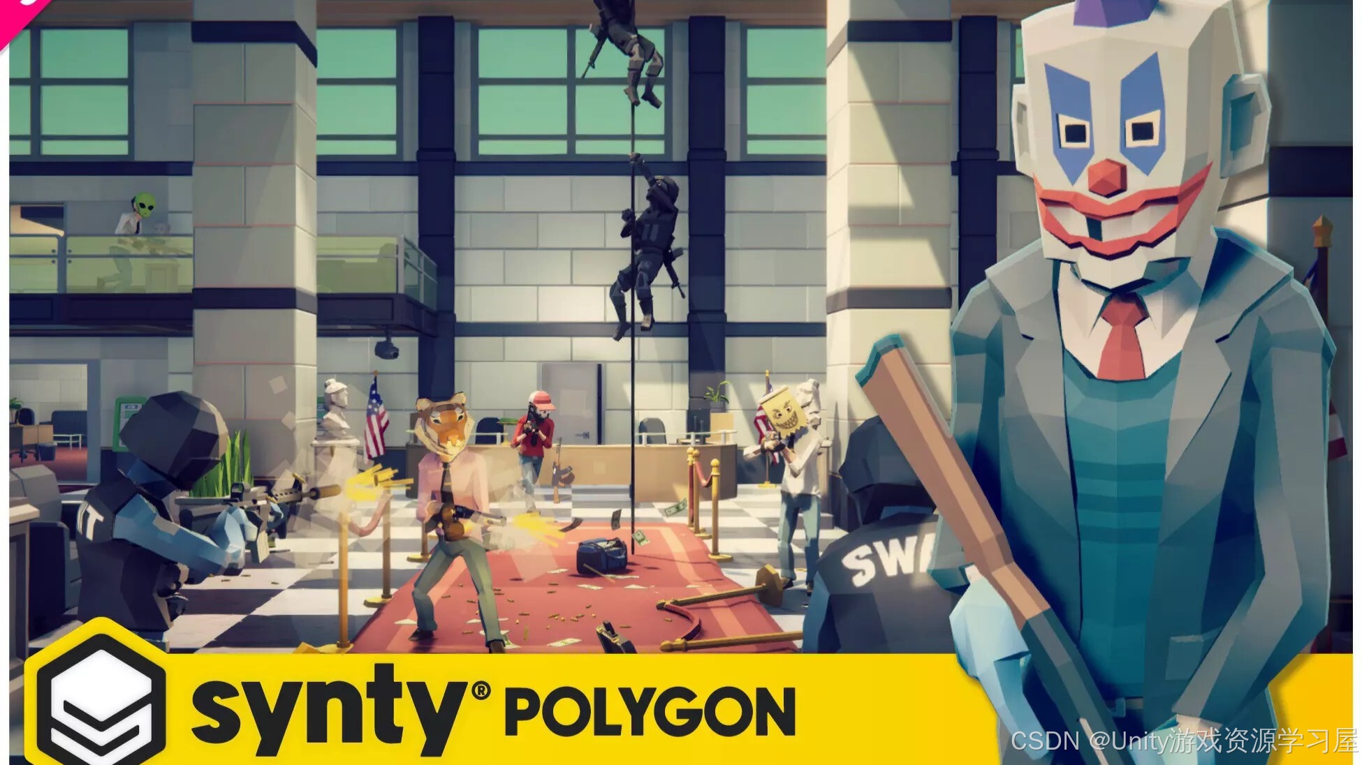 【Unity抢劫和犯罪题材的低多边形3D资源包】POLYGON Heist - Low Poly 3D Art_police station pack - synty polygon ...