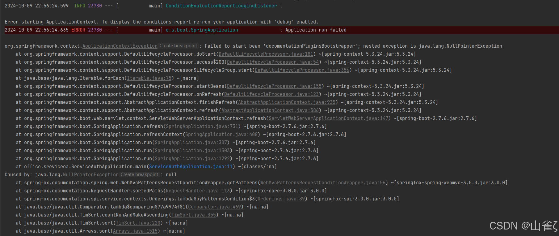 Failed to start bean ‘documentationPluginsBootstrapper‘； nested exception is java.lang ...