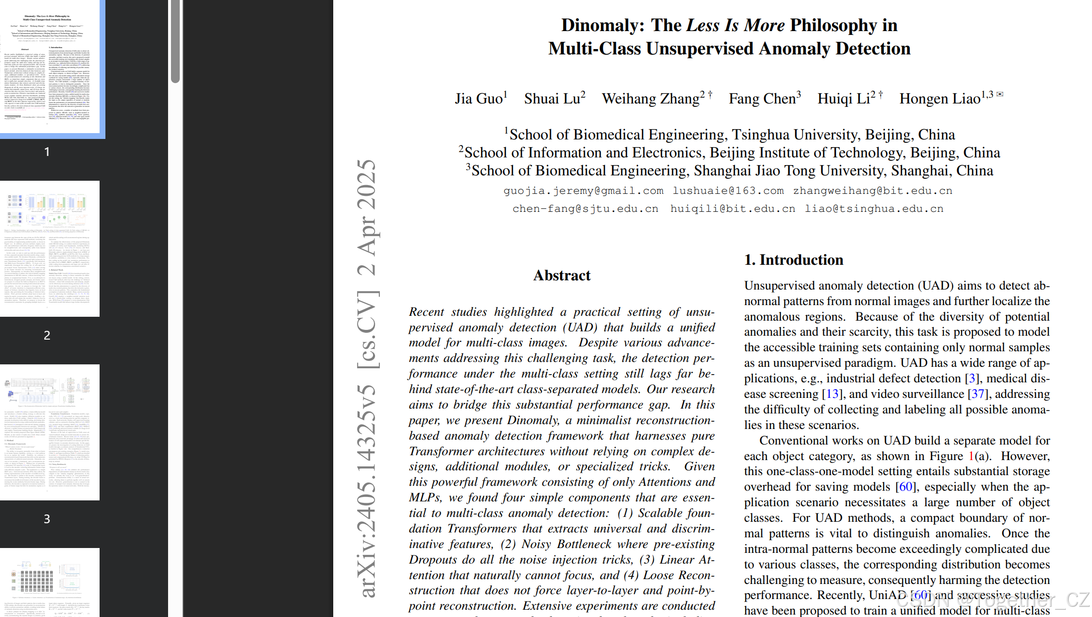 Dinomaly: The Less Is More Philosophy in Multi-Class Unsupervised Anomaly Detection多类别无监督异常检测中的 ...