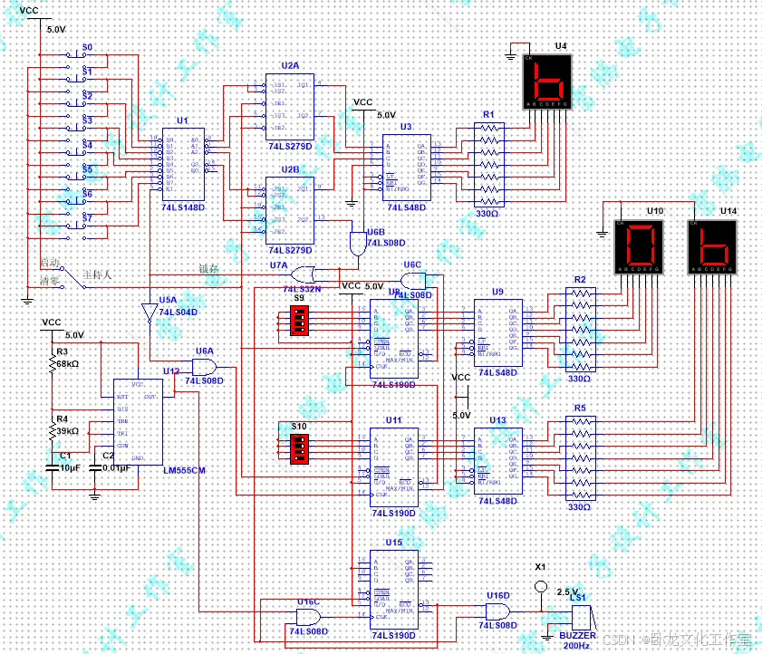 八路抢答器电路Multisim仿真设计（含仿真和报告）_八人抢答器仿真电路图multisim-CSDN博客