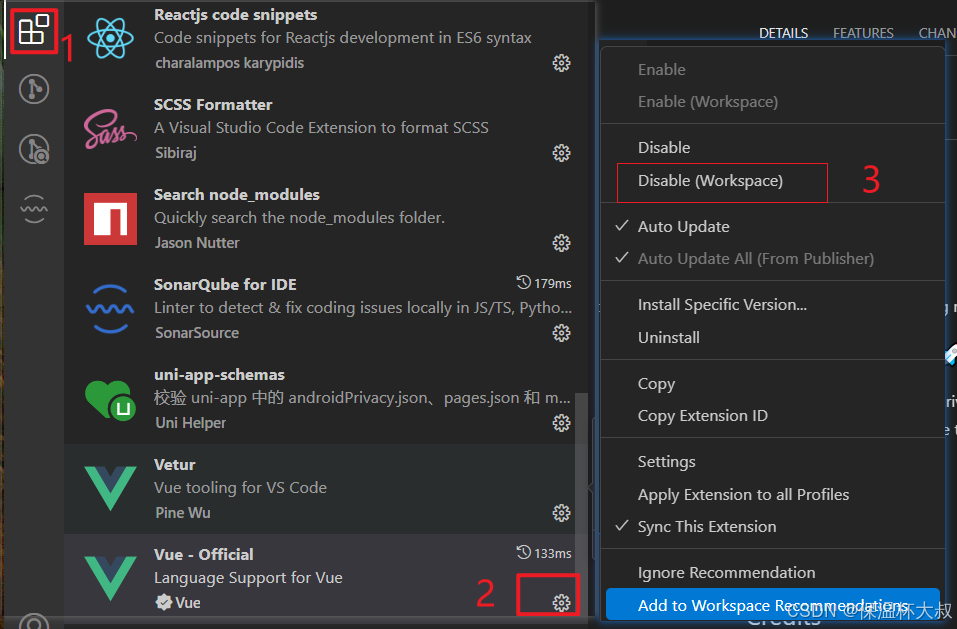 Volar Vetur 在 VSCode 里的配置_vscode volar-CSDN博客