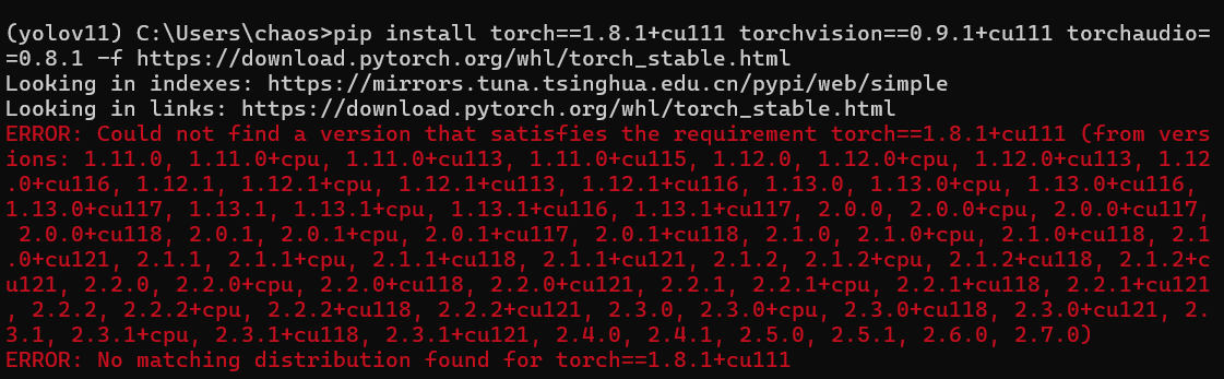 conda配置pytorch报错ERROR: No matching distribution found for torch==1.8.1+cu111，找不到老版本的pytorch-CSDN博客
