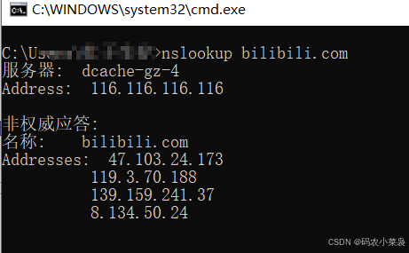 【终端】nslookup指令_nslookup 116.205.138.170-CSDN博客
