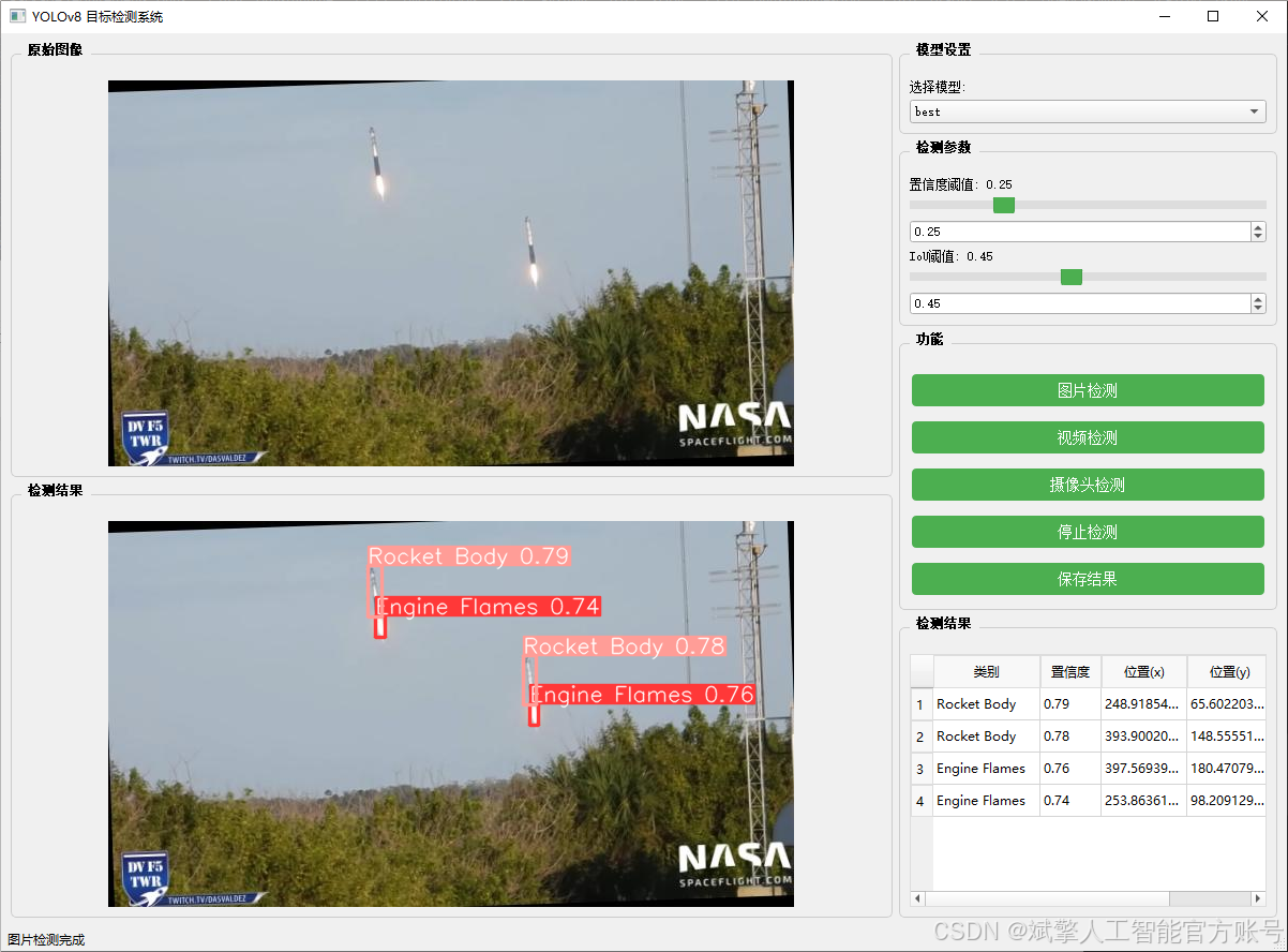 基于深度学习YOLOv8的火箭检测系统（YOLOv8+YOLO数据集+UI界面+Python项目源码+模型）_yolo v8-CSDN博客