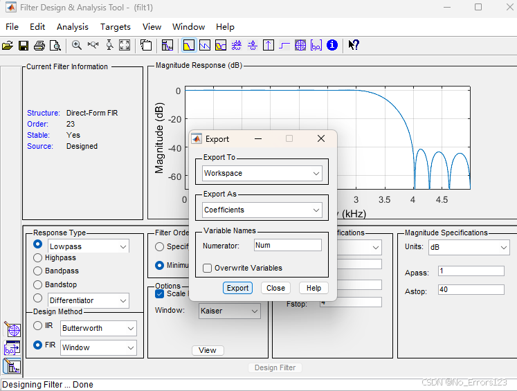 保姆教程HAL+STM32F4+MATLAB实现FIR数字低通滤波器_stm32 fir-CSDN博客