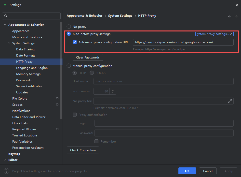 Android Studio设置国内镜像代理(HTTP Proxy)教程详解_android studio proxy-CSDN博客