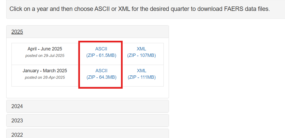 FAERS数据--下载数据_faers数据库-CSDN博客