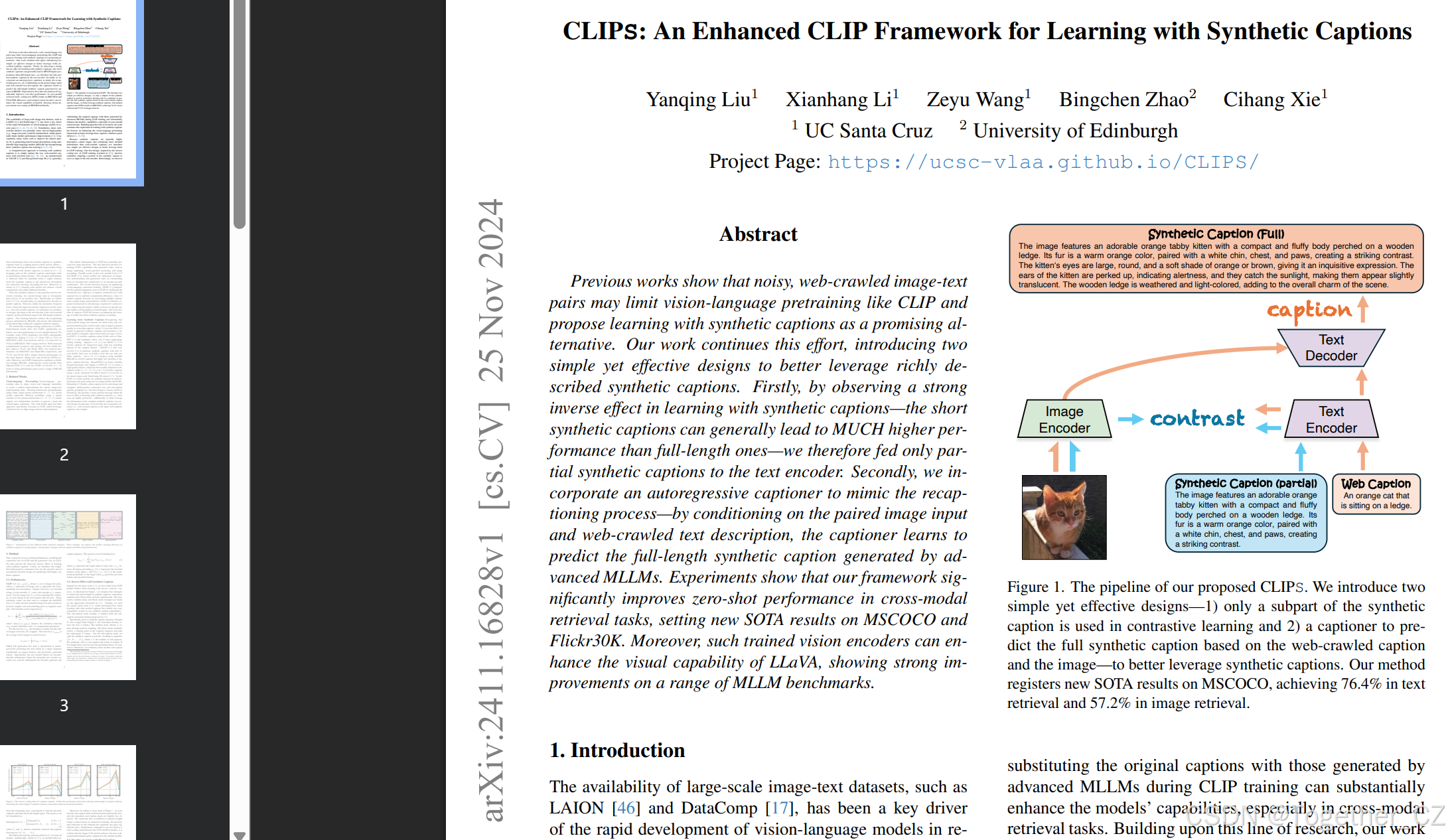 CLIPS: An Enhanced CLIP Framework for Learning with Synthetic Captions ...
