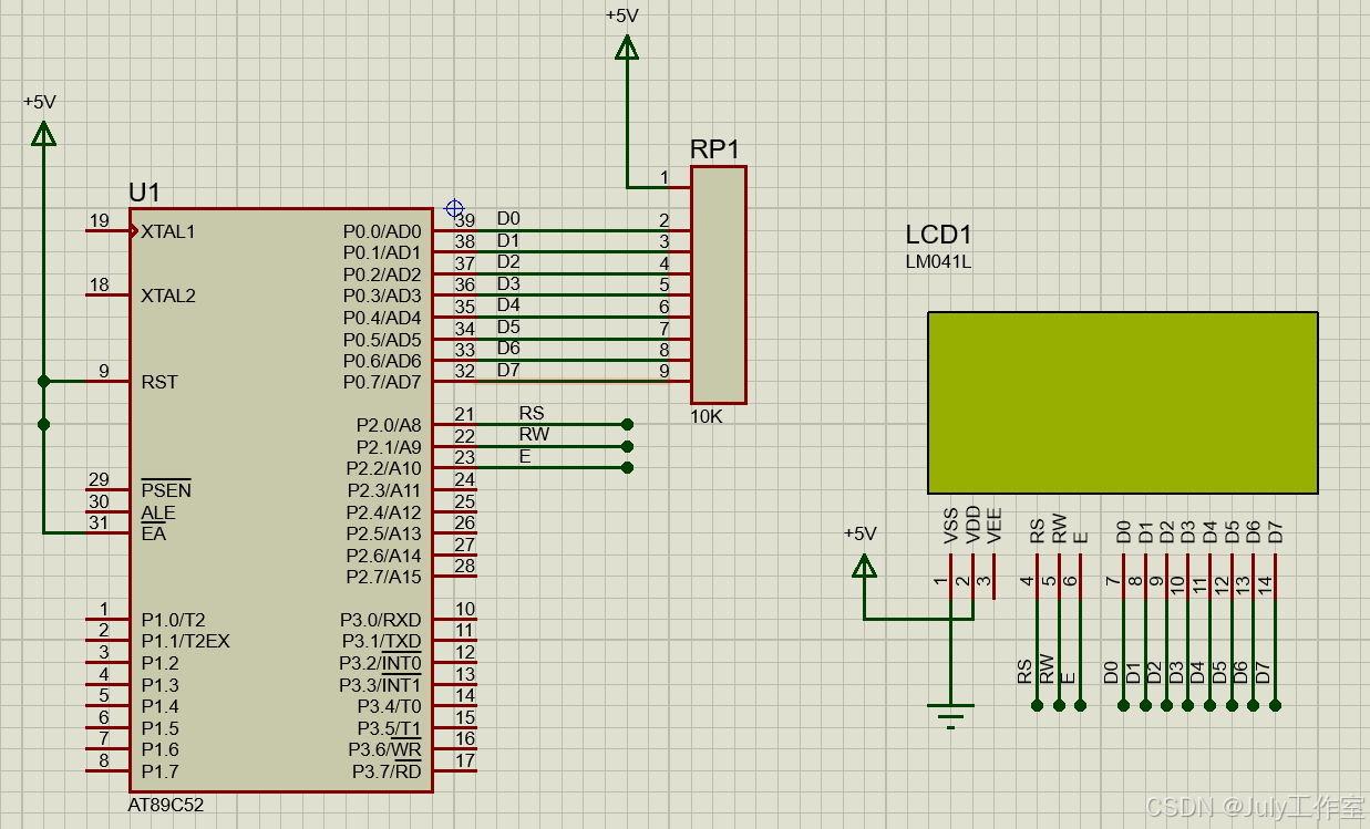 54、基于AT89C52的LM041L液晶应用proteus仿真设计-CSDN博客