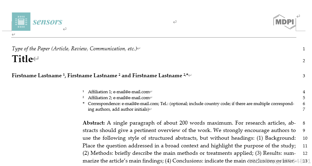 25年最新版MDPI下的sensors模板,.docx格式_mdpi sensors模板-CSDN博客