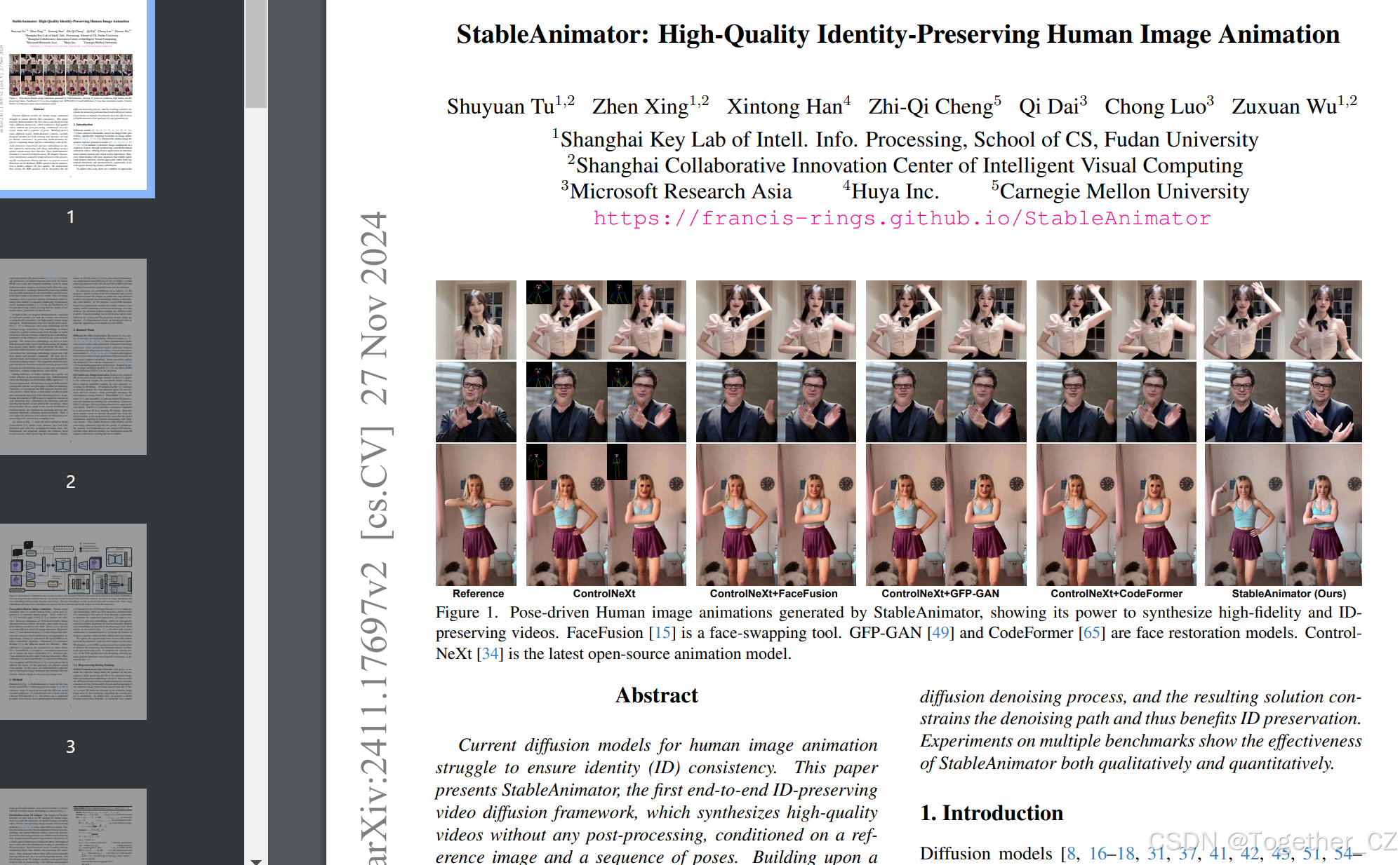 StableAnimator: High-Quality Identity-Preserving Human Image Animation——高质量身份保持的人体图像动画-CSDN博客