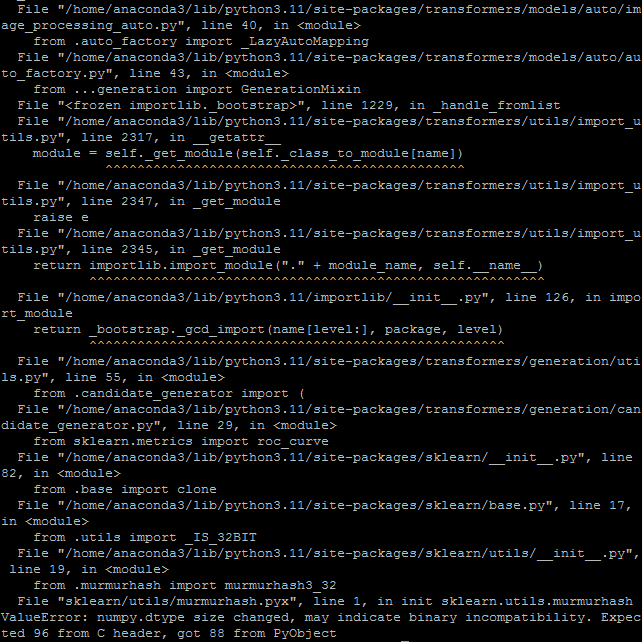 ValueError: numpy.dtype size changed, may indicate binary incompatibility. Expected 96 from C 解决 ...