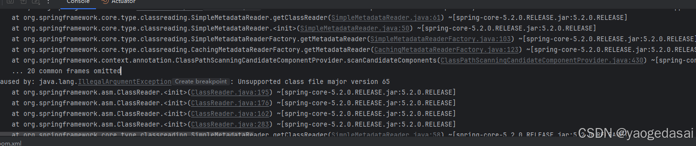 Caused by: java.lang.IllegalArgumentException: Unsupported class file major version 65-CSDN博客