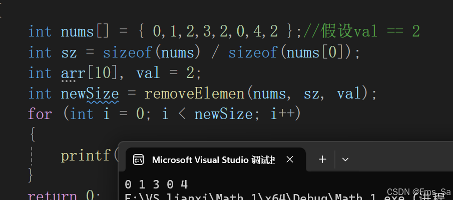 给你一个数组 nums 和一个值 val你需要原地移除所有数值等于 val 的元素。元素的顺序可能发生改变，然后返回 nums 中与 val 不同的元素的数量。_给定一个无序的整数数组nums ...