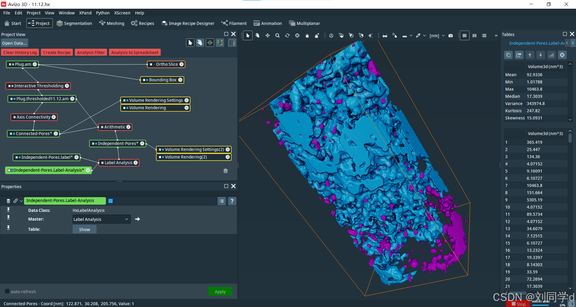 一、Avizo连通孔隙和孤立孔隙分析-CSDN博客