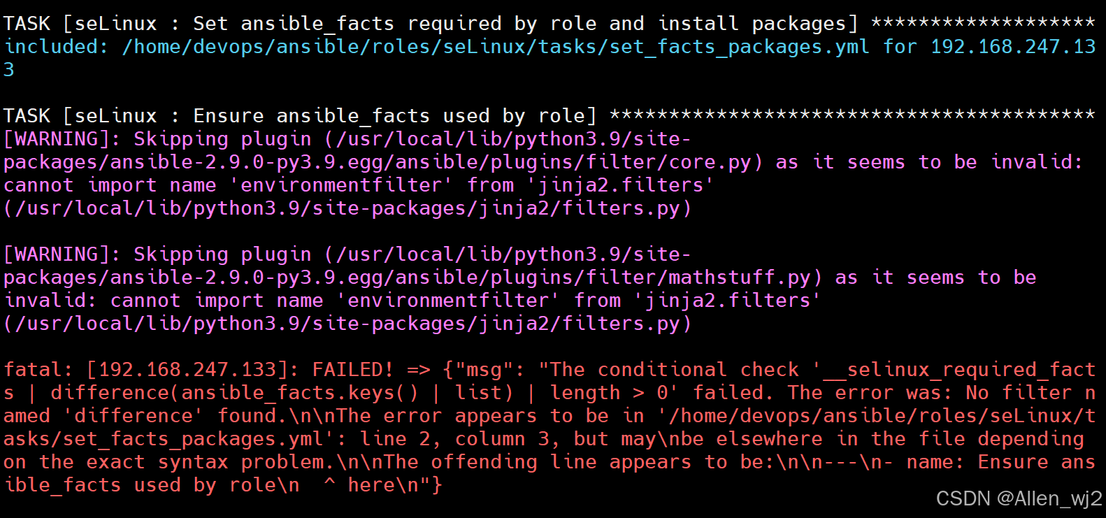 [WARNING]: Skipping plugin (/usr/local/lib/python3.9/site-packages/ansible-2.9.0-py3.9.egg ...