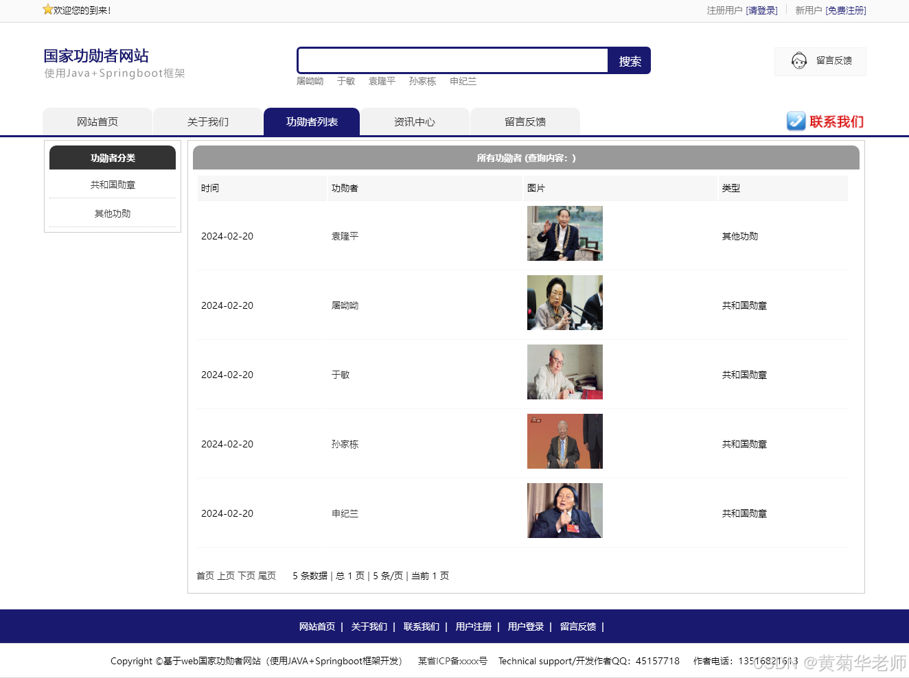 Java毕业设计作品(40):基于thymeleaf前后端分离 功勋者网站系统设计与实现themle工f前后端分离 Csdn博客