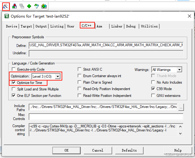 keil中C/C++窗口下的优化等级_keil优化等级设置-CSDN博客