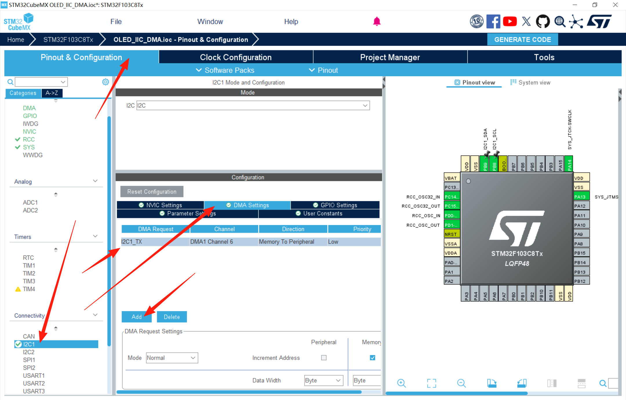 【STM32实战】STM32CubeMX+PlatformIO+移植U8G2+I2C+DMA_platformio stm32-CSDN博客