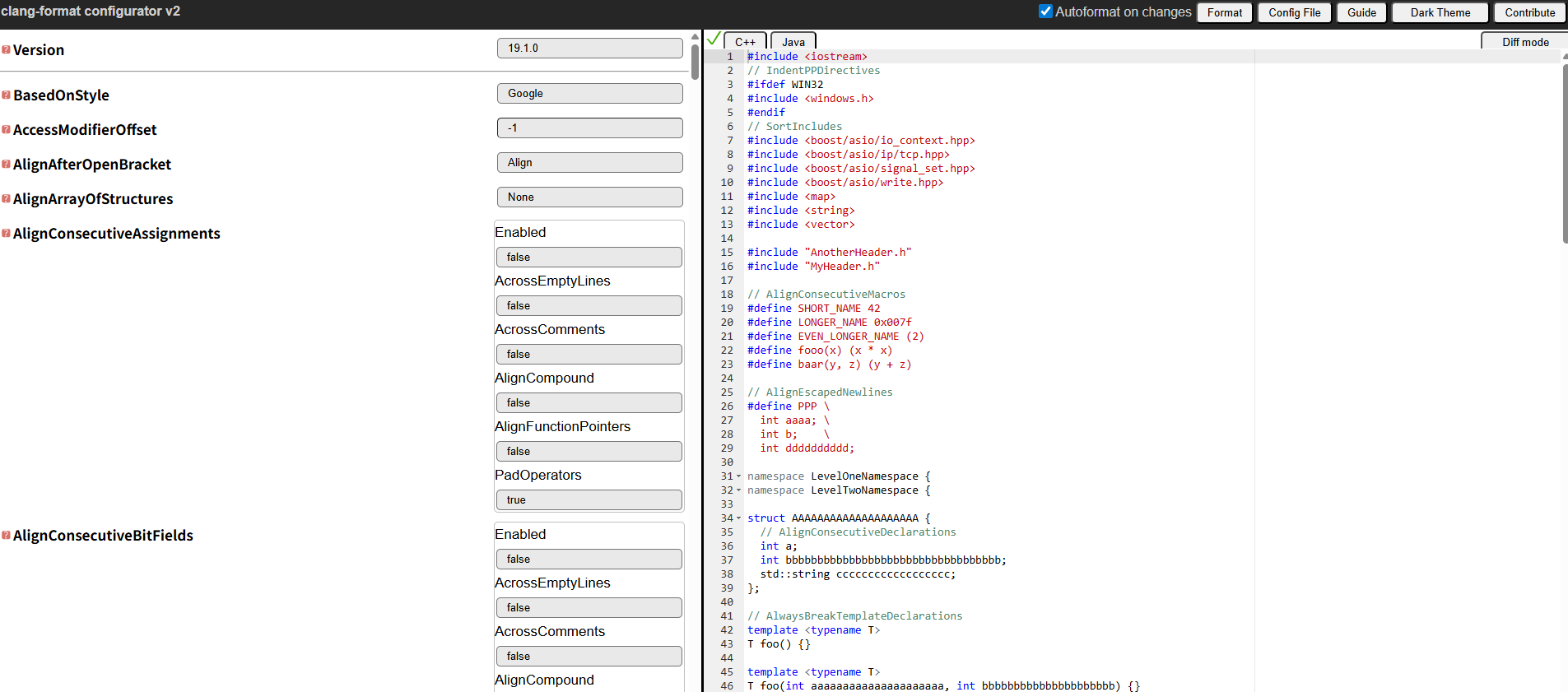 clang-format configurator - 交互式创建 ClangFormat 格式化配置文件_clang-format-configurator-CSDN博客