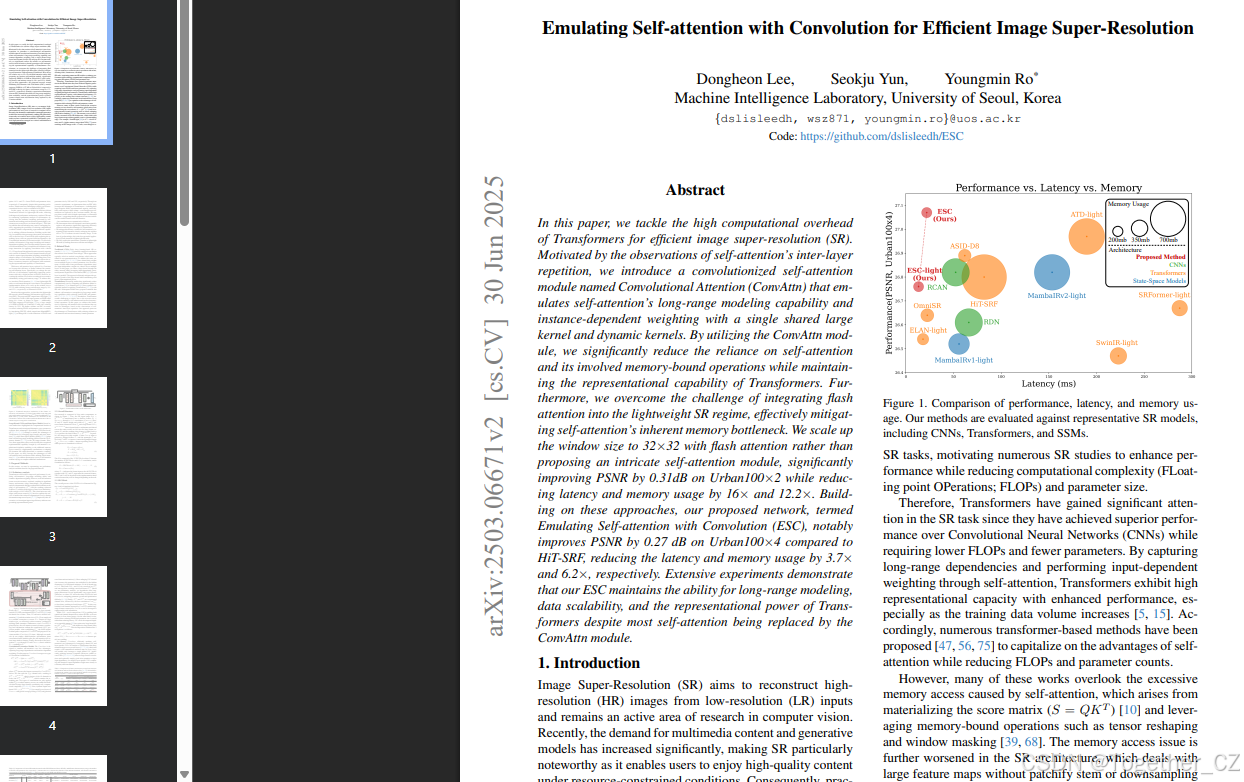 Emulating Self-attention with Convolution for Efficient Image Super-Resolution——通过卷积模拟自注意力实现高效图像 ...