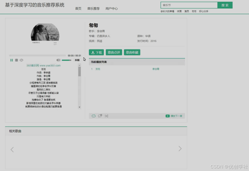 基于python深度学习和卷积神经网络技术音乐推荐系统 毕业论文项目源码及数据库文件基于卷积神经网络的深度学习模型毕业论文 Csdn博客