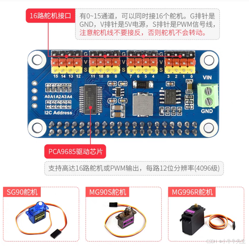树莓派5代+16路PCA9685模块控制舵机_树莓派 pca9685-CSDN博客