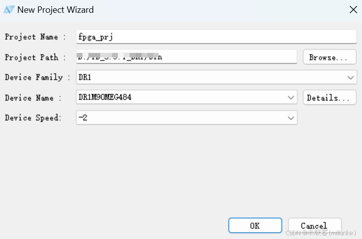 [米联派-安路飞龙DR1-FPSOC] FPGA基础篇连载-02使用安路TD开发工具创建FPGA工程_dr1m90geg484-CSDN博客