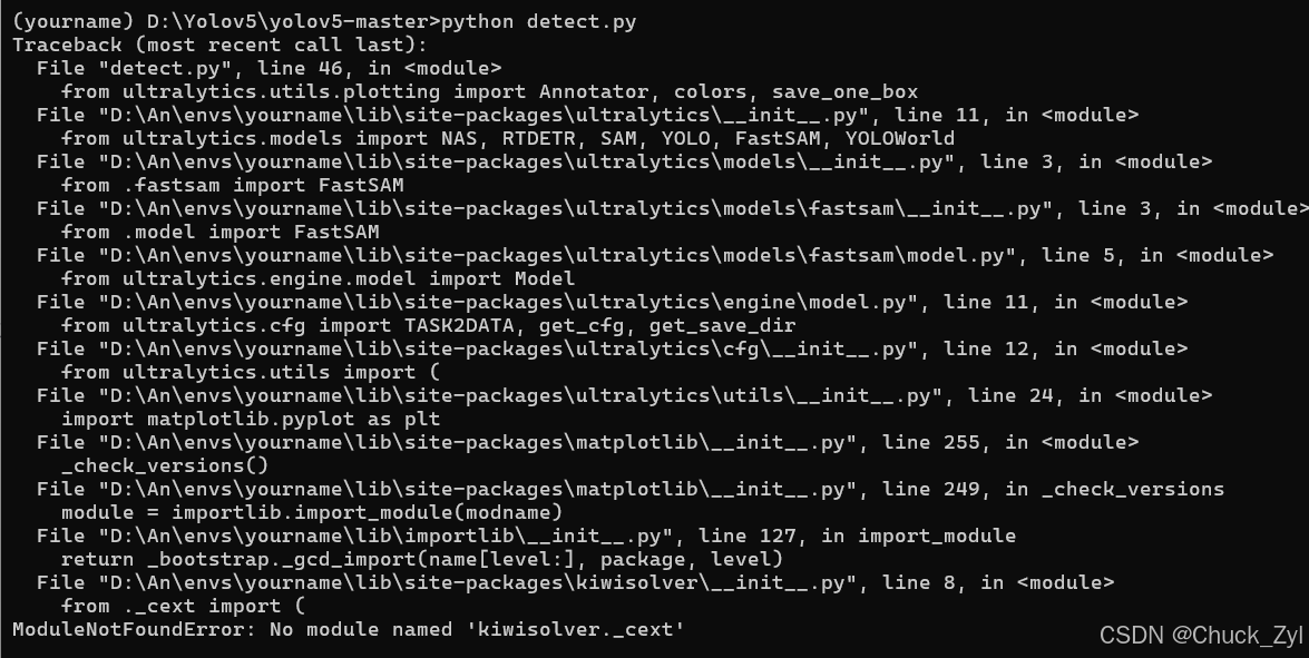 出现报错：ModuleNotFoundError: No module named ‘kiwisolver._cext‘_modulenotfounderror: no module ...