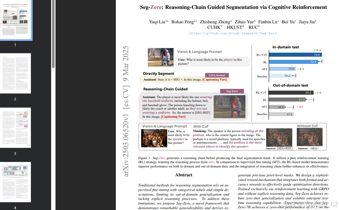 Seg-Zero: Reasoning-Chain Guided Segmentation via Cognitive ...