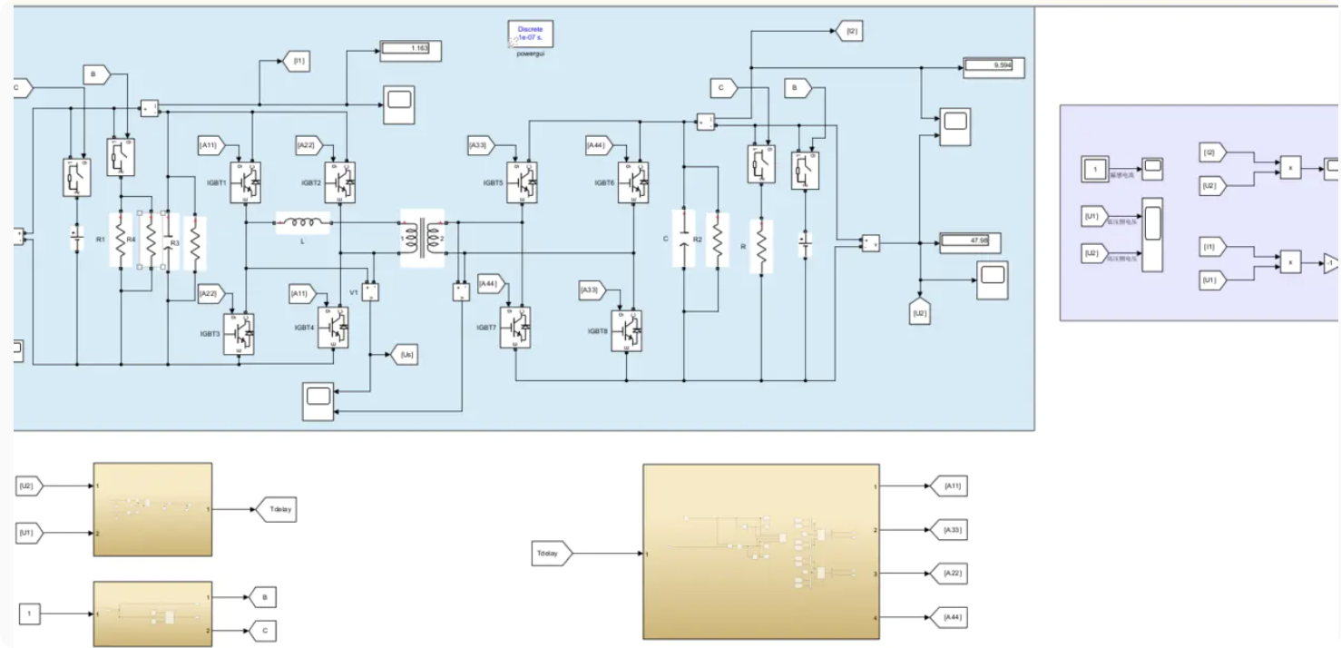 DAB双有源桥变换器单移相控制Simulink仿真_dab拓扑工作原理-CSDN博客