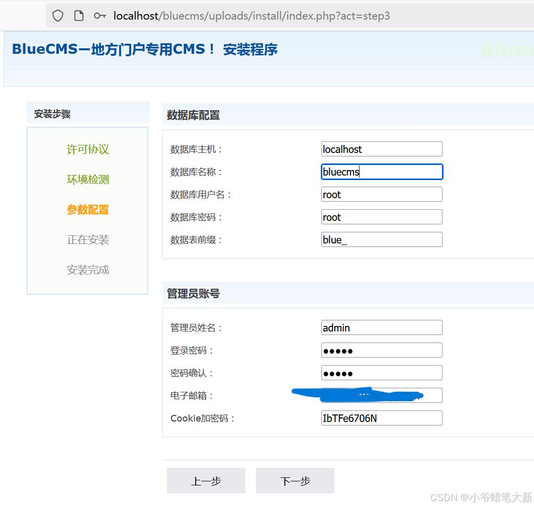 在Windows 10虚拟机上安装bluecms的教程_小皮搭建bluecms-CSDN博客