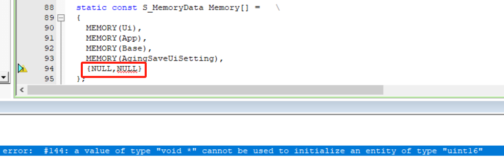 Keil error: #144:a value of type “void*“cannot be used to initialize an entity of type “uint16“报 ...