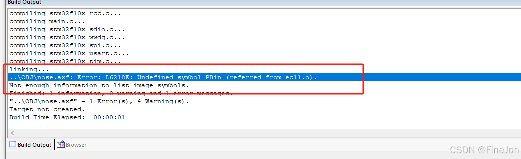 ..\OBJ\nose.axf: Error: L6218E: Undefined symbol PBin (referred from ...