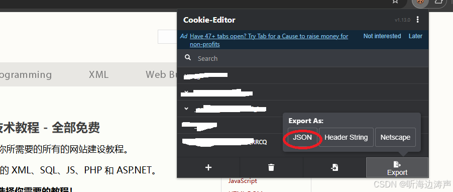 在chrome浏览器中安装Cookie-Editor、导出cookie信息为JSON格式-CSDN博客