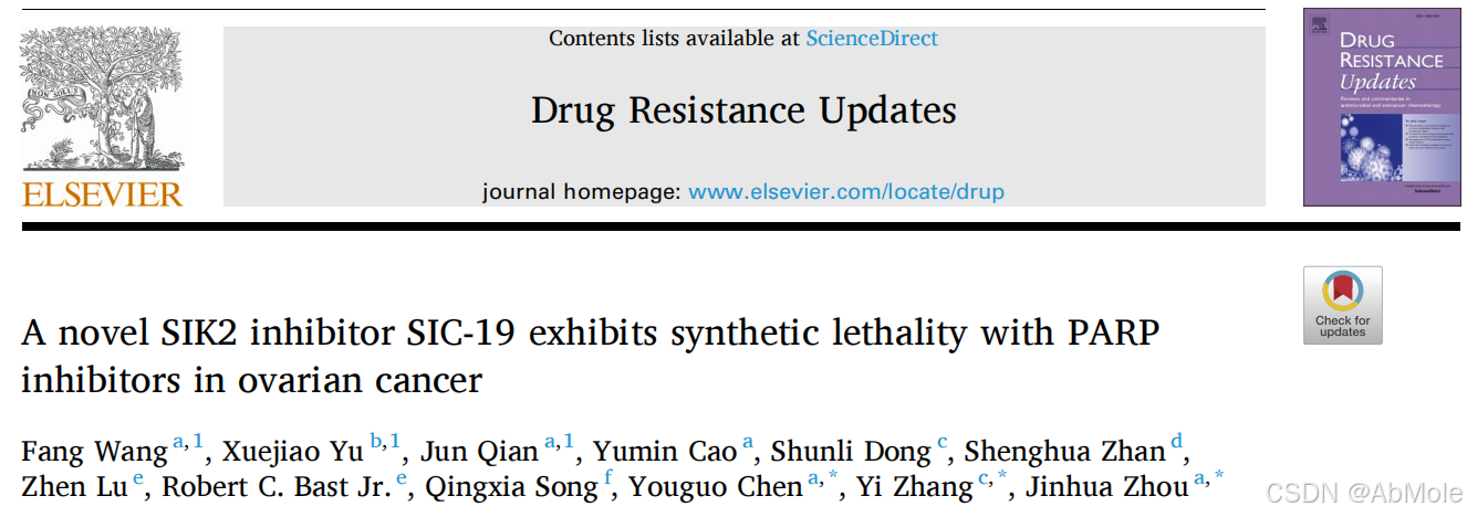 AbMole推荐—巨人之肩，ChemBridge奠定全新SIK2抑制剂的发现_skov3 brca-CSDN博客