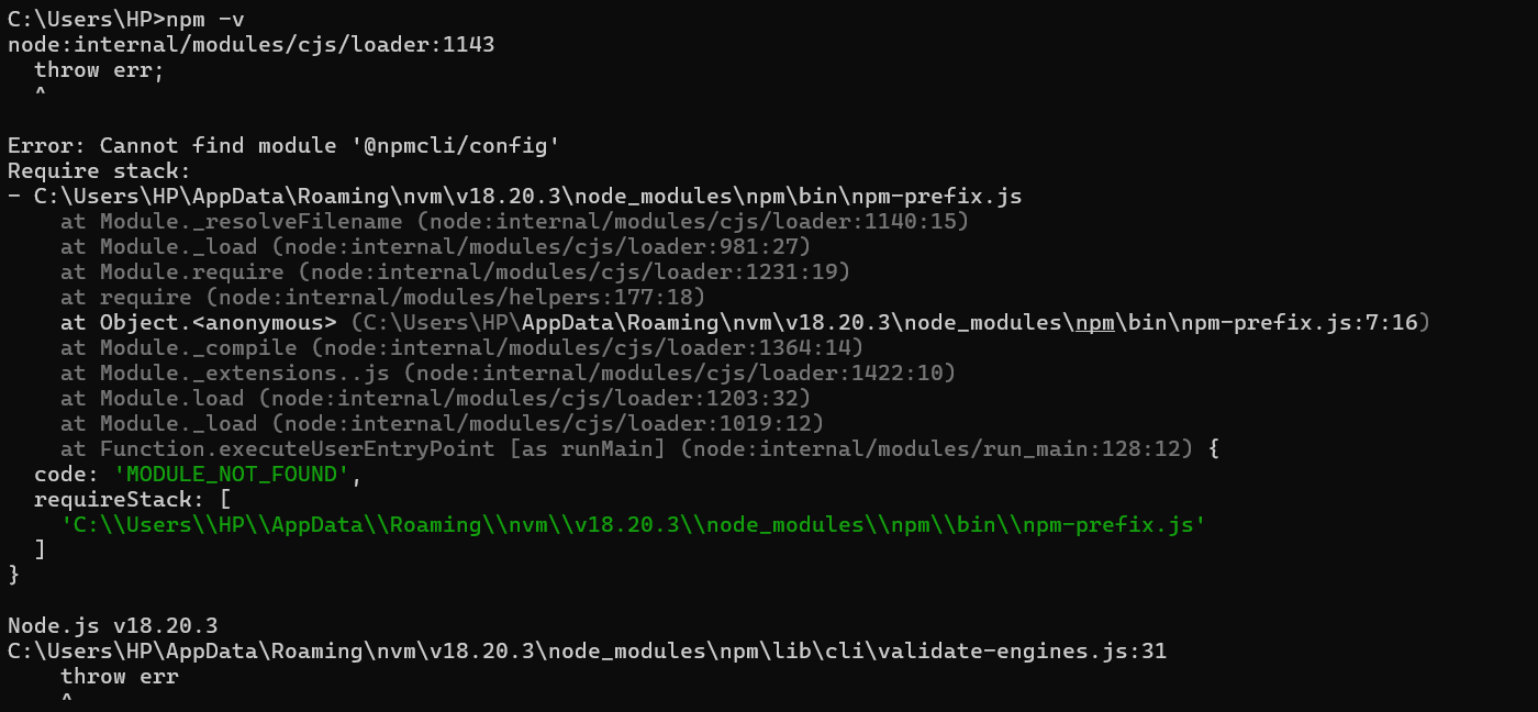 nodejs报错Error: Cannot find module ‘@npmcli/config‘ 问题解决-CSDN博客