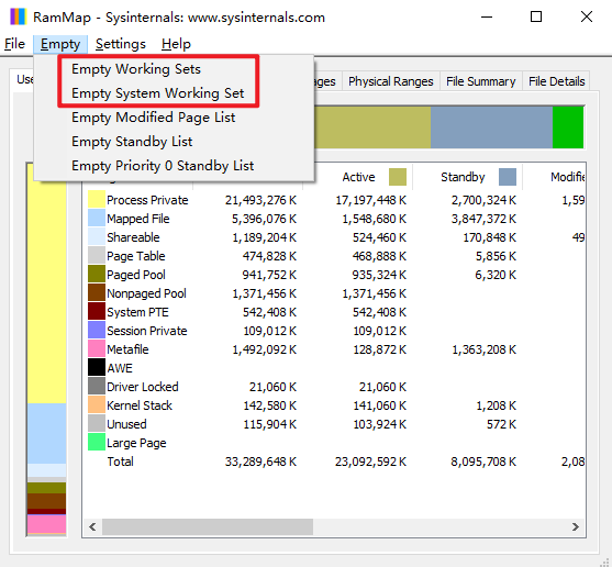 RAMMap：使用微软内存管理工具手动降低物理内存-CSDN博客