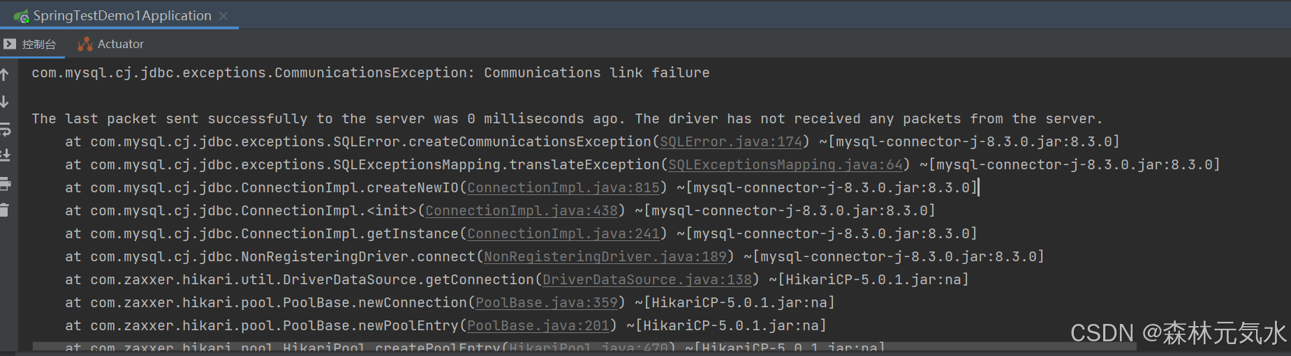 启动SSM项目时，报错:com.mysql.cj.jdbc.exceptions.CommunicationsException: Communications link failure-CSDN博客