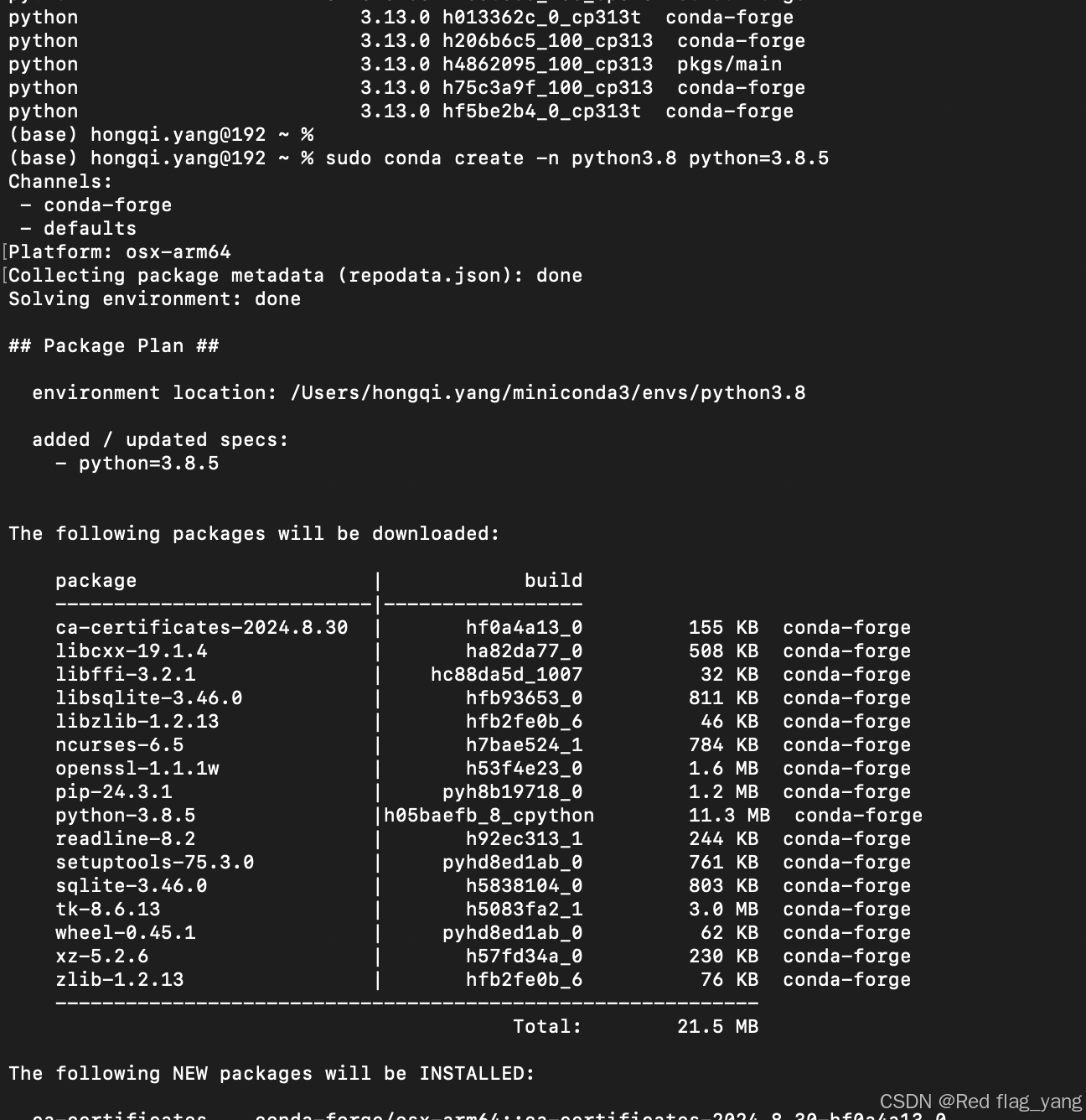macos 安装miniconda创建python环境报错：PackagesNotFoundError: The following ...