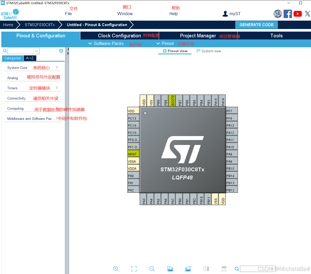 STM32F030C8T6---GPIO引脚输出 HAL库-CSDN博客
